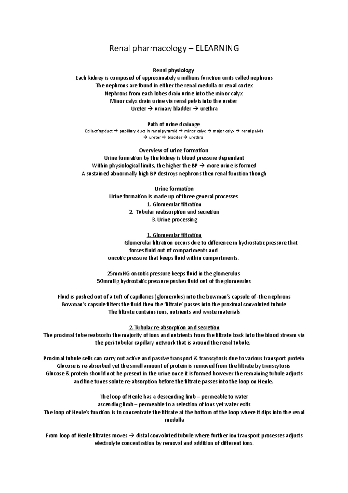 Renal pharmacology - Elearning - Renal pharmacology – ELEARNING Renal ...