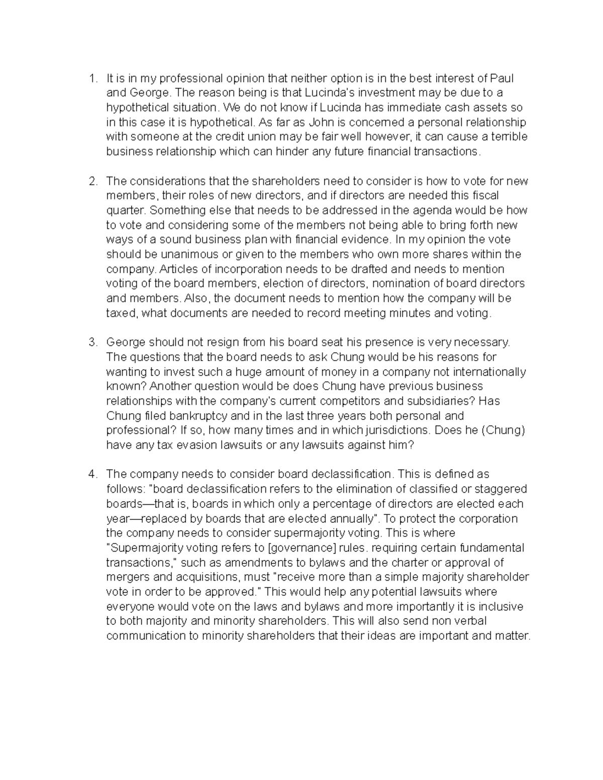 Writing Assignment 11-Faye Tinsley - It is in my professional opinion ...