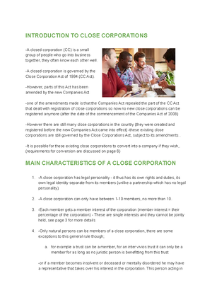 Closed corparation Act 69 of 1984 - CLOSE CORPORATIONS ACT [Updated to ...