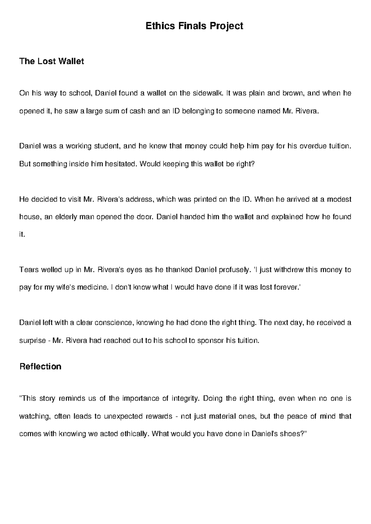 Ethicsfinals - Ethics project - Ethics Finals Project The Lost Wallet ...