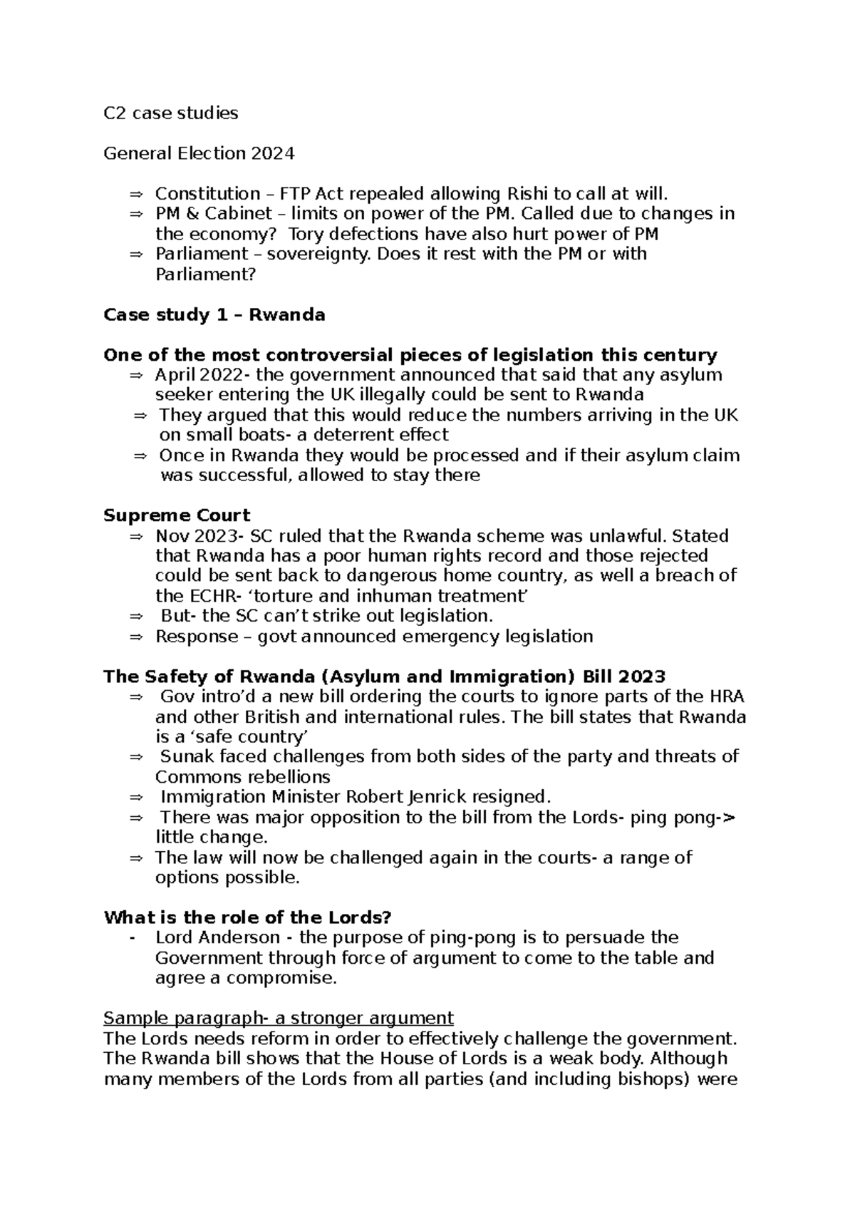 C2 Politics case studies - C2 case studies General Election 2024 ...