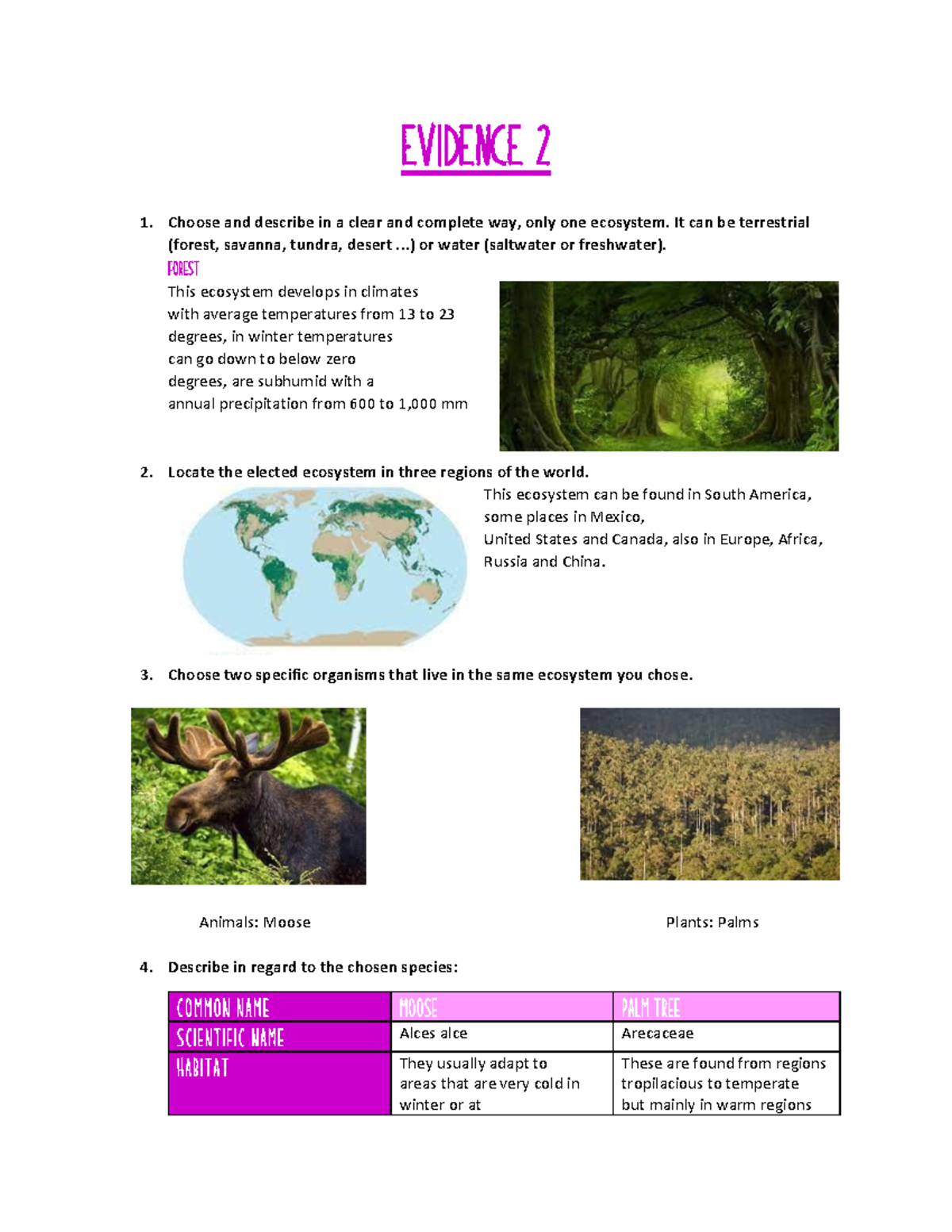 Evidence 2 life science - EVIDENCE 2 Choose and describe in a clear and ...