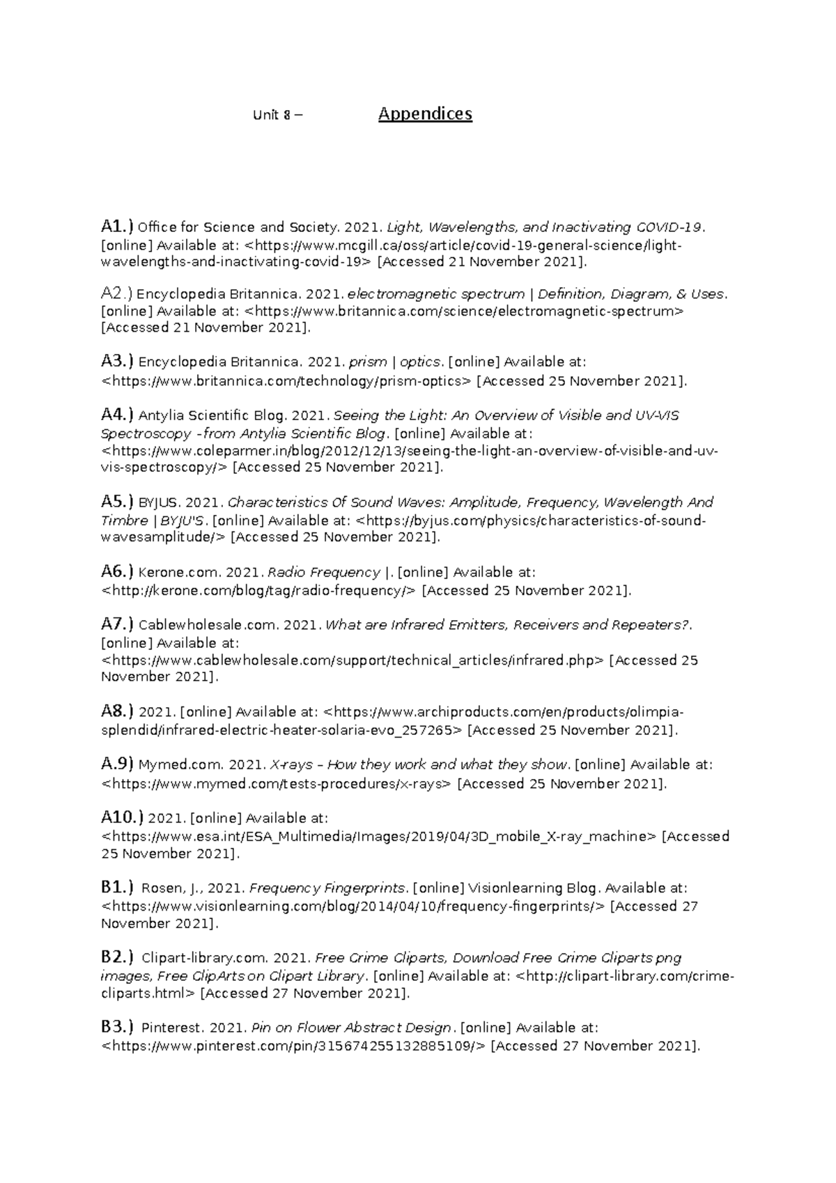 Unit 8 - Appendix , image ref - Unit 8 – Appendices A1.) Office for ...