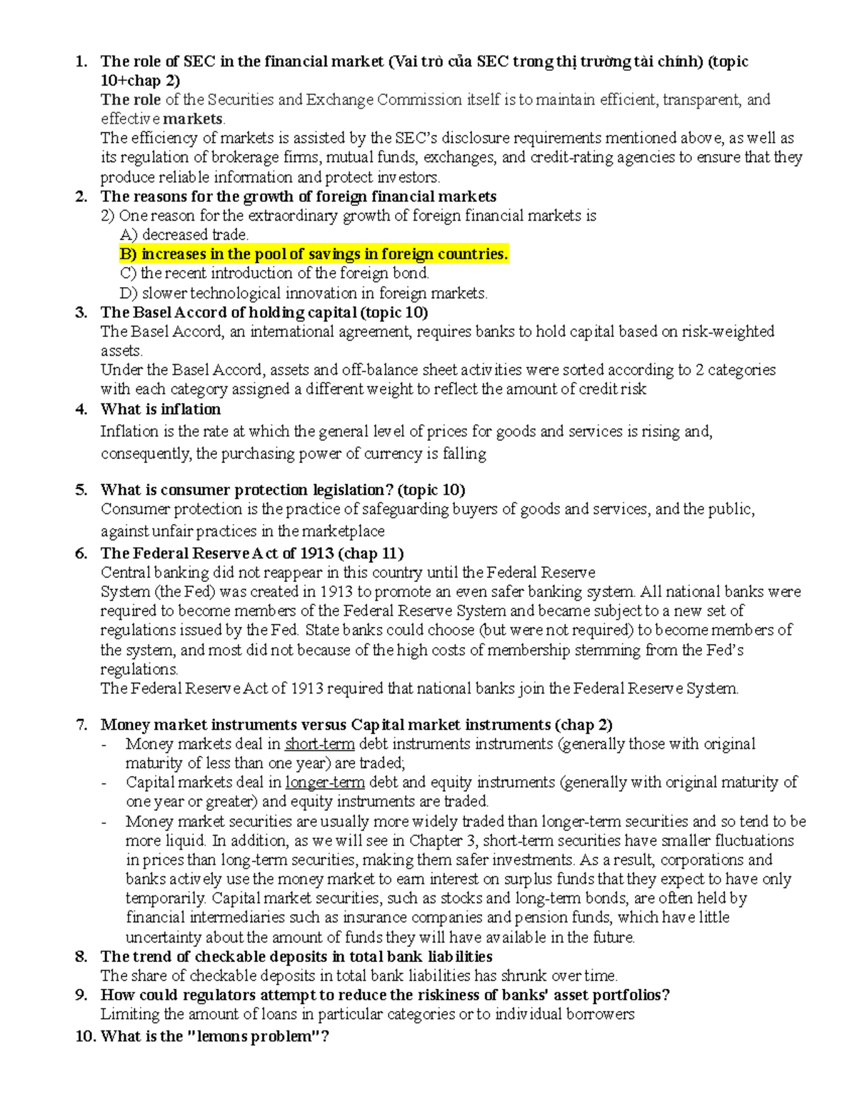 Final 18 January Winter 2020, questions and answers - 1. The role of ...