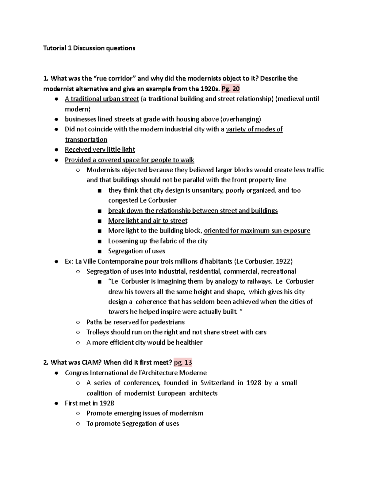 Tutorial 1 Discussion questions - Tutorial 1 Discussion questions What was the “rue corridor ...