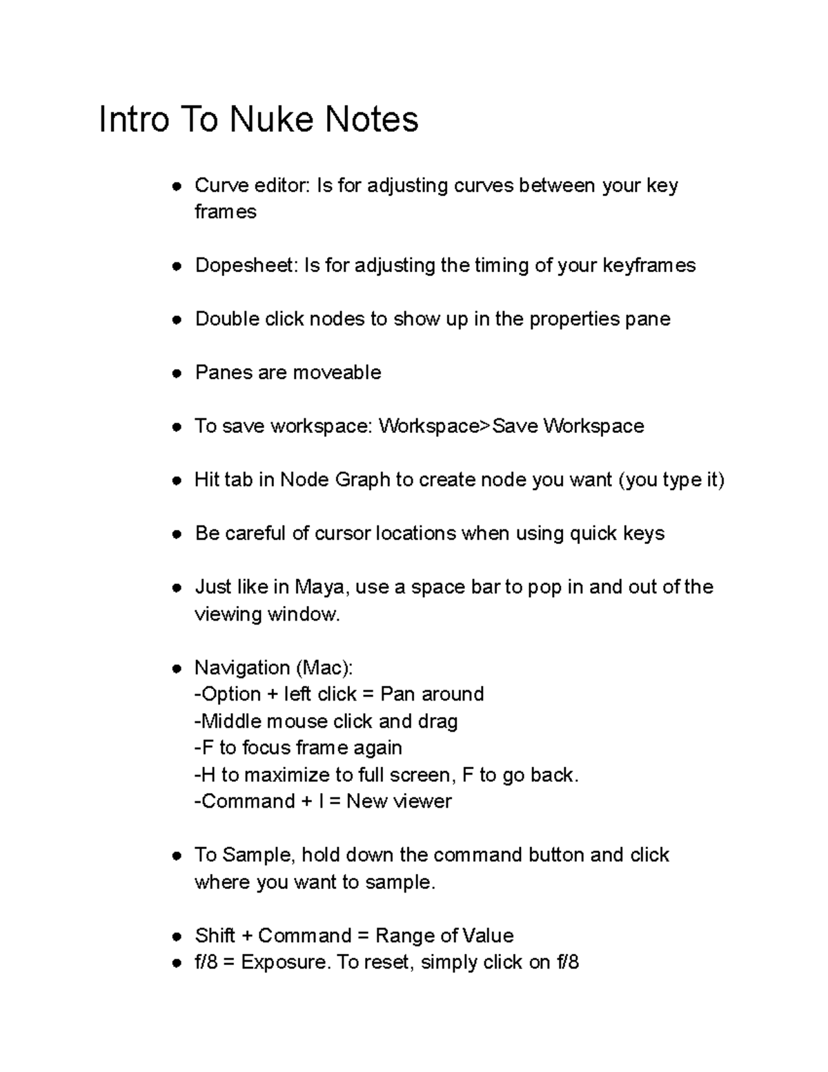 Nuke Interface Notes - Instructor: Jose Santiago - Intro To Nuke Notes ...