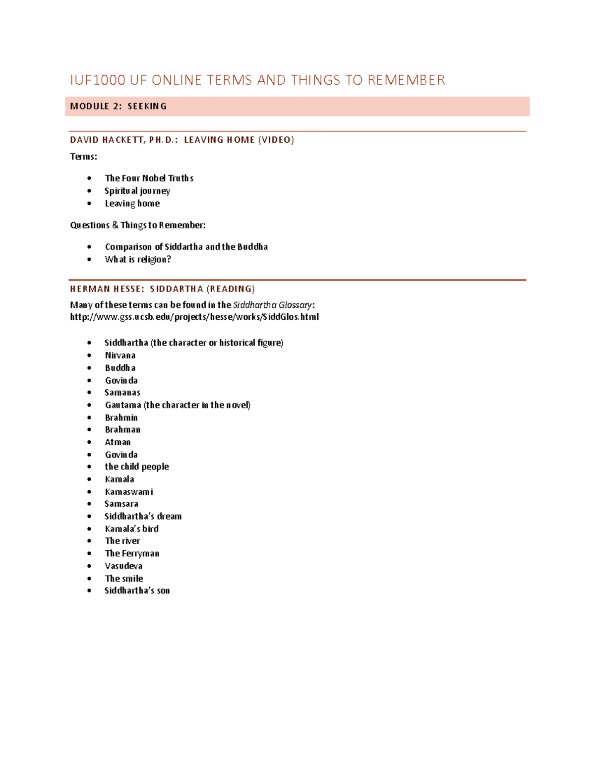 Terms AND Things TO Remember - UF ONLINE TERMS AND THINGS TO REMEMBER ...