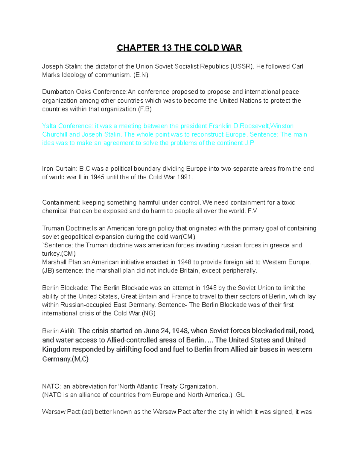 Chapter 13 THE COLD WAR P5 - CHAPTER 13 THE COLD WAR Joseph Stalin: the ...