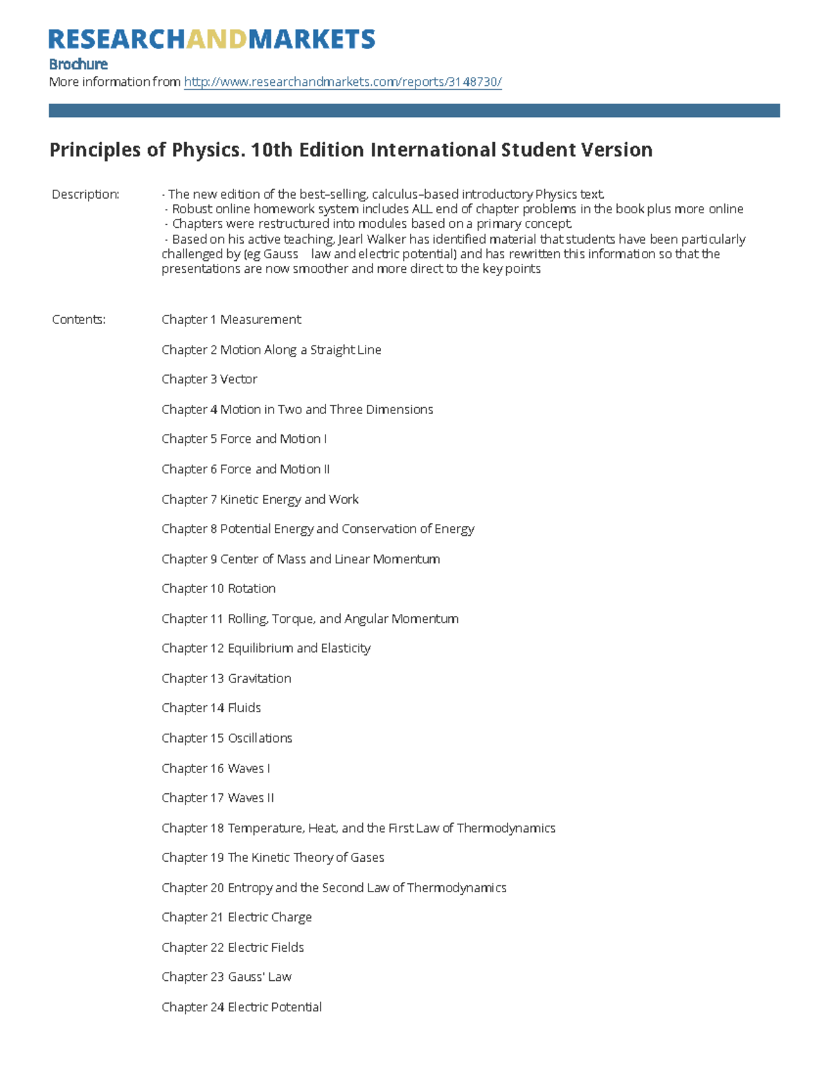 Principles of physics 10th edition inter - Brochure More information ...