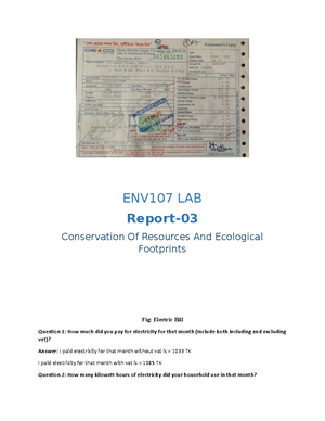 ENV LAB assignment - this is note - Name : Ishtiak Qoraishy ID : 1931927030 Section : 35 Course ...