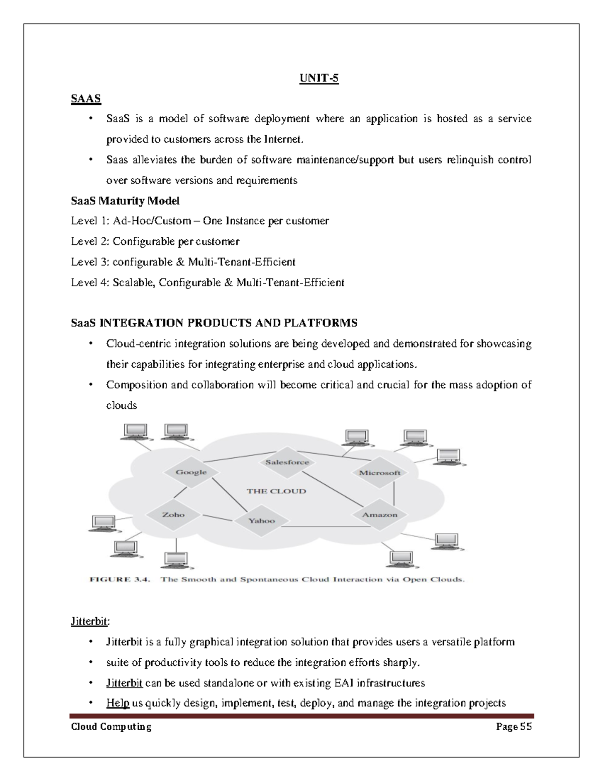 SaaS INTEGRATION PRODUCTS AND PLATFORMS - UNIT- SAAS SaaS is a model of ...