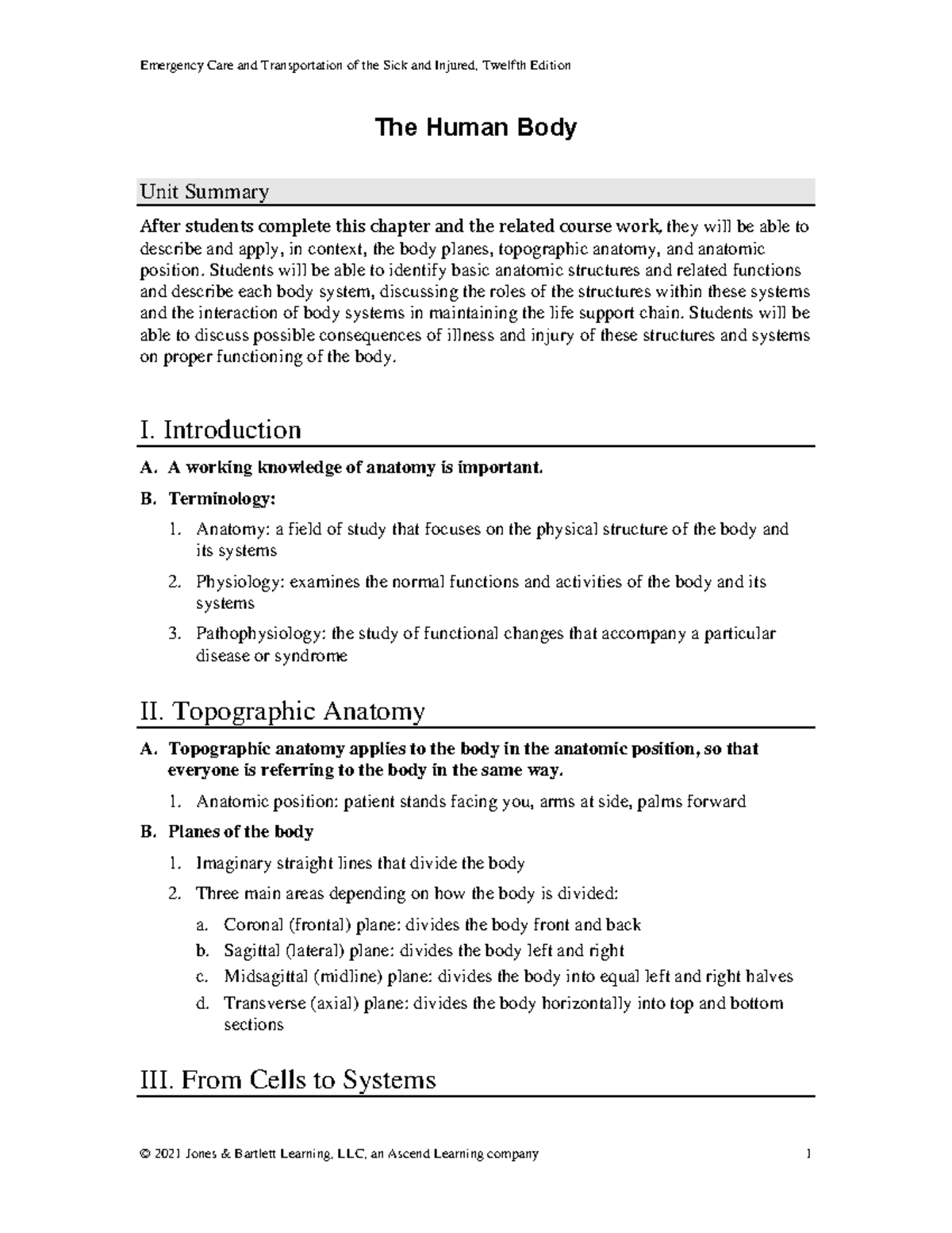 The Human Body - Please study - The Human Body Unit Summary After ...