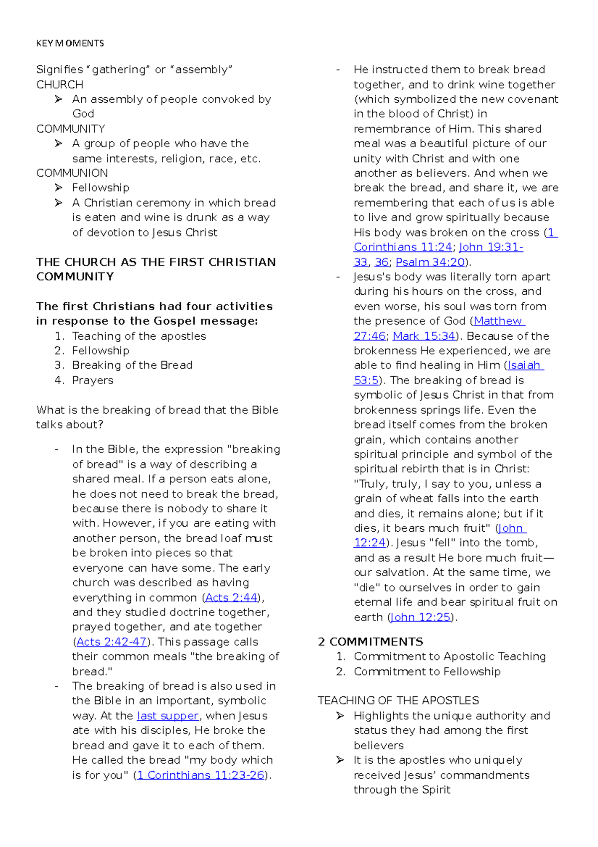 KEY Moment 2ND Mastery - Signifies “gathering” or “assembly” CHURCH An ...