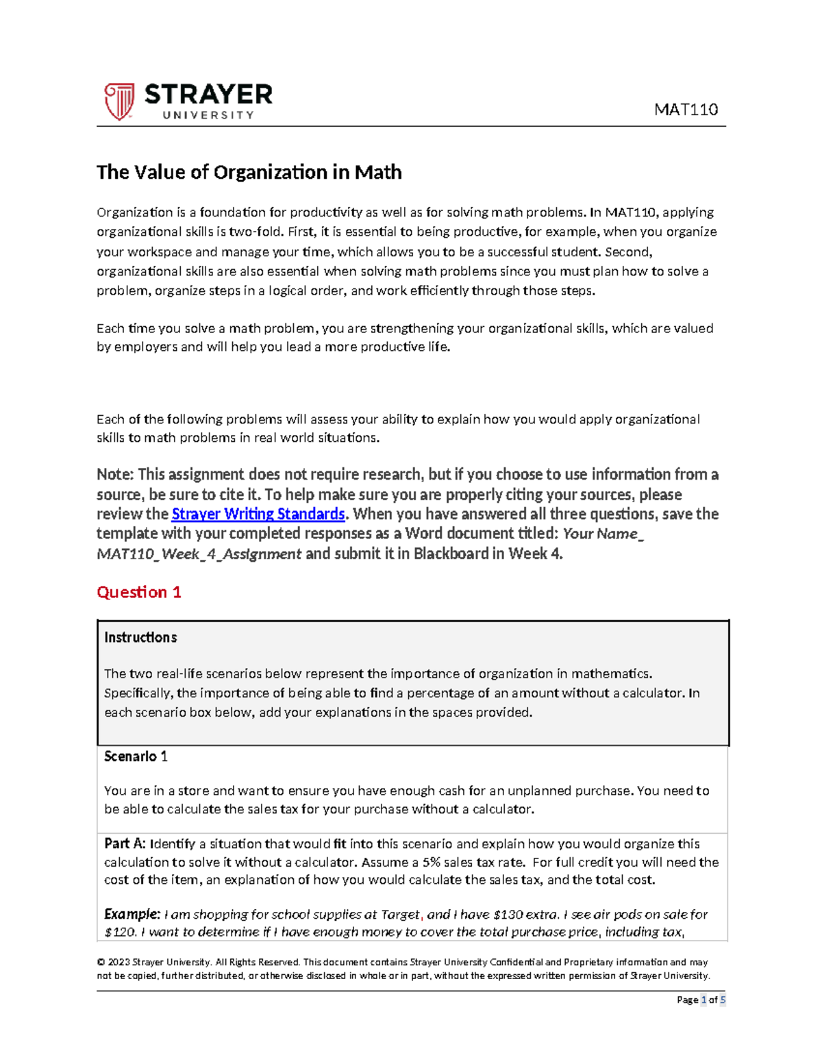 MAT110 Week4 Assignment 230100 - The Value of Organization in Math ...