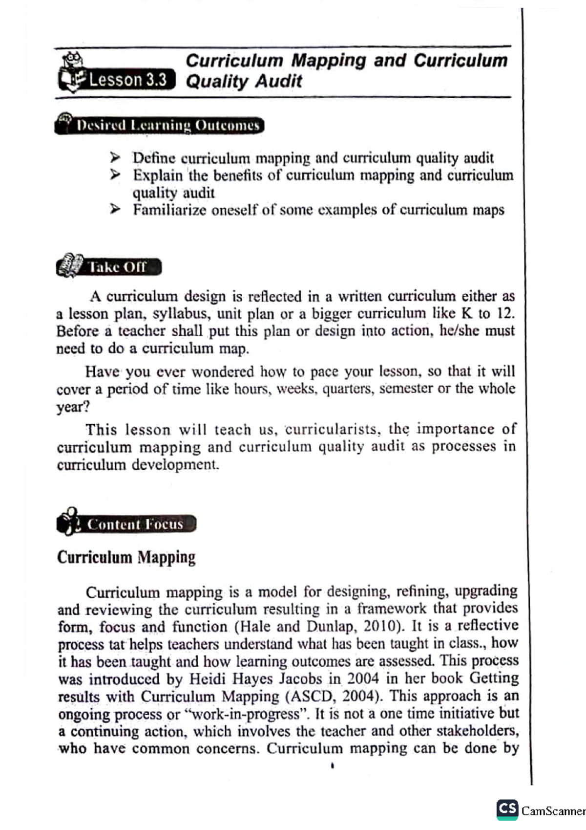 Lesson 3.3 Curriculum Mapping and Curriculum Quality audit - BSED ...