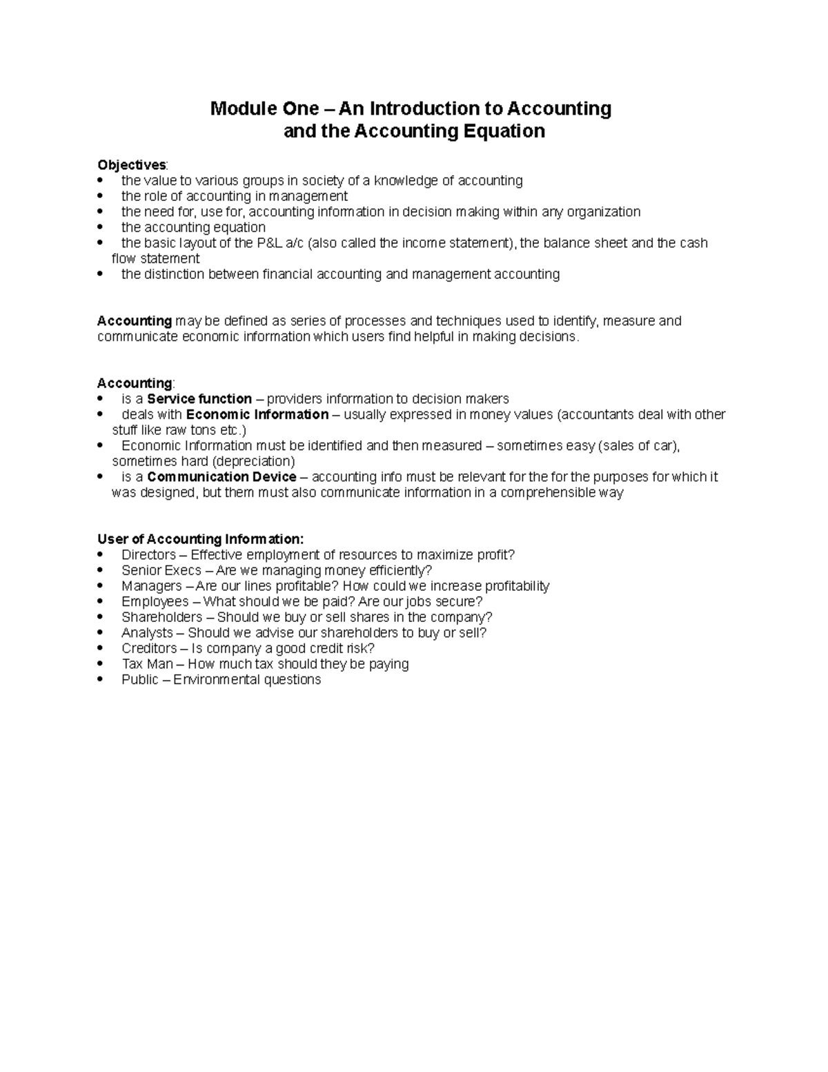 Ch1 Introduction to Accounting - Module One – An Introduction to ...