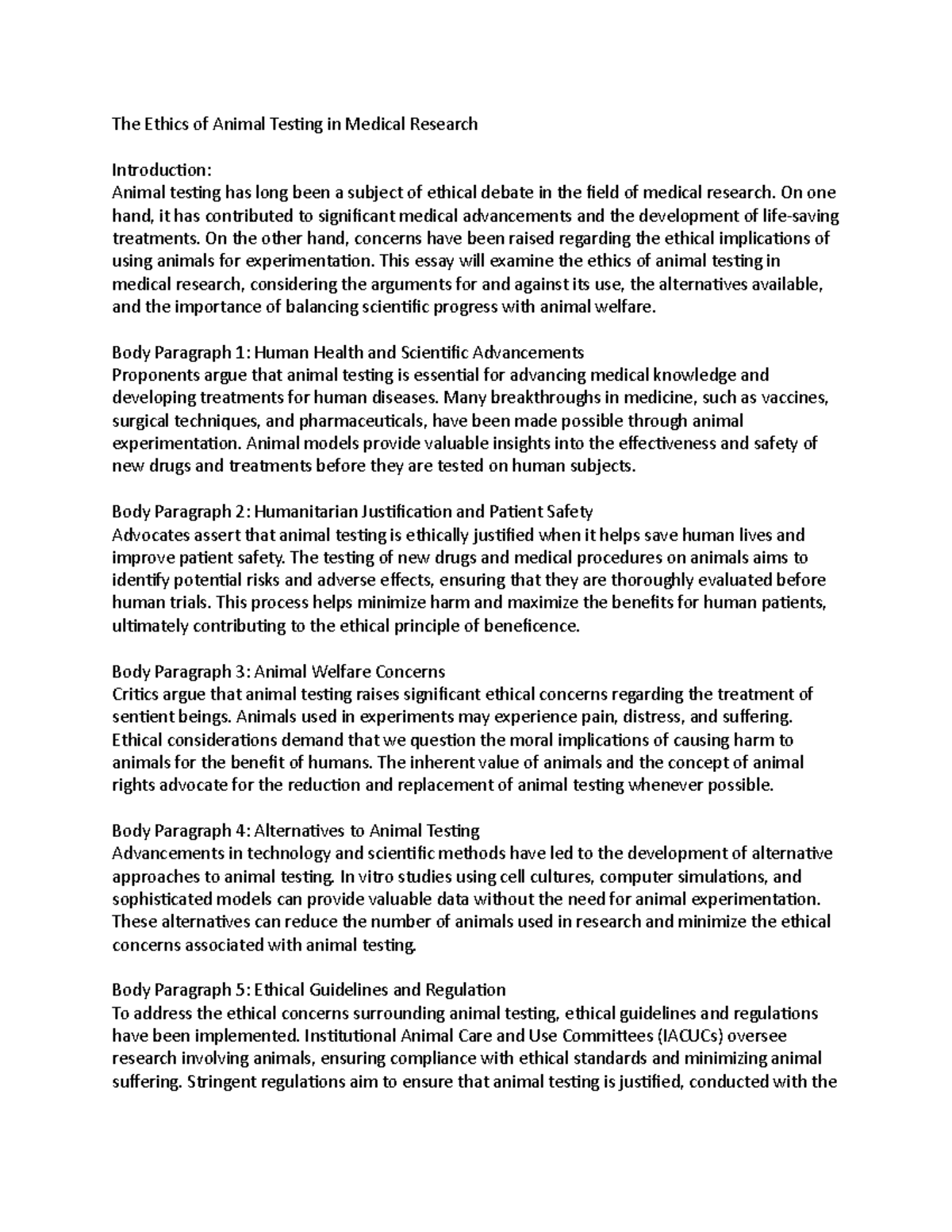 The Ethics of Animal Testing in Medical Research - The Ethics of Animal ...