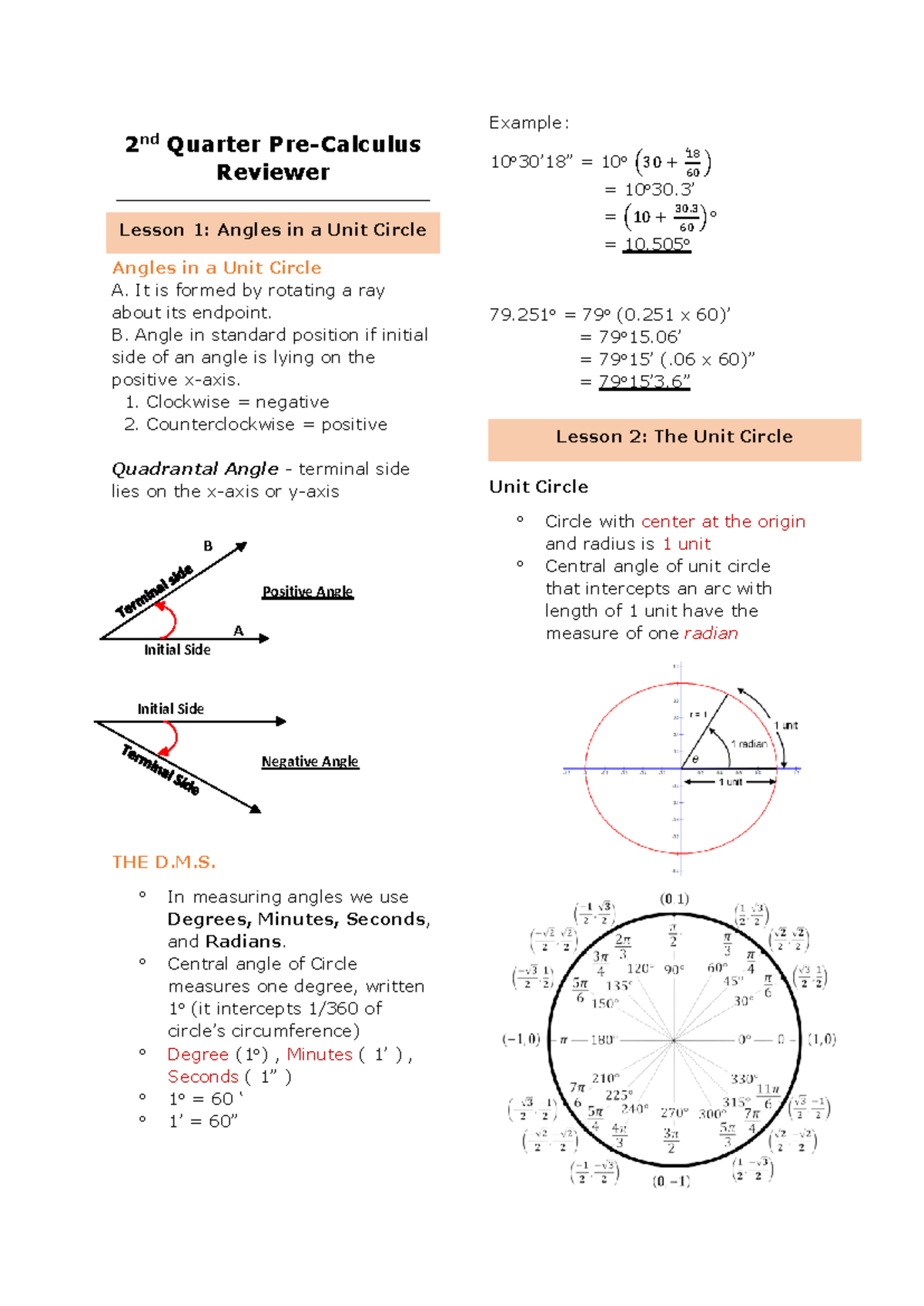 Precal- Reviewer - nskzjznwksijs - 2 nd Quarter Pre-Calculus Reviewer ...