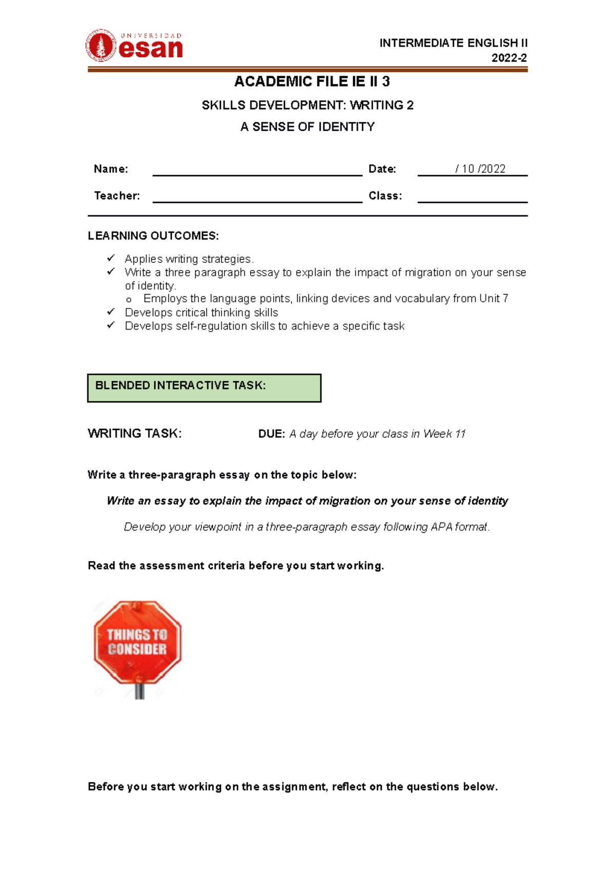 AF IE II 3 Writing 2 Blended Activity 2022-2 - 2022- ACADEMIC FILE IE ...