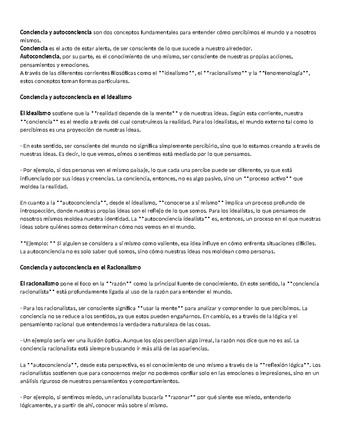 Conciencia y autoconciencia - Conciencia es el acto de estar alerta, de ...