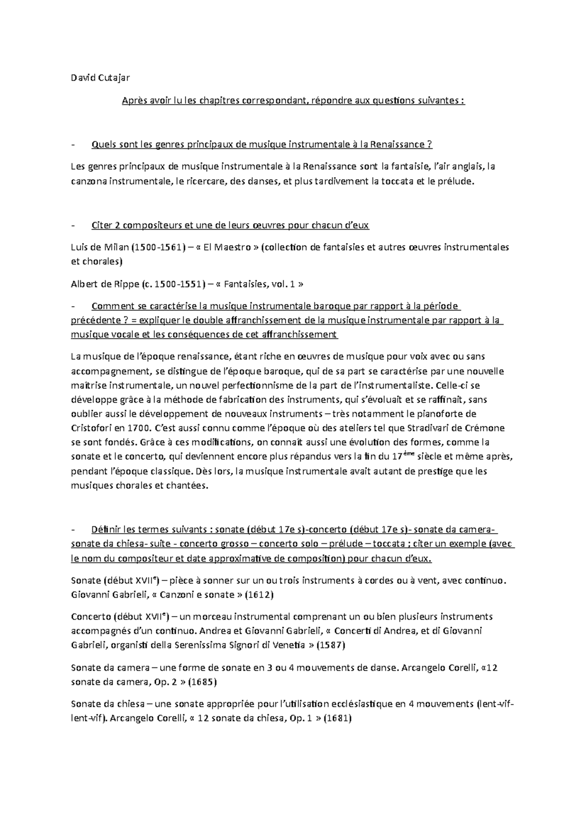 Questions Musicologie - David Cutajar Après avoir lu les chapitres ...