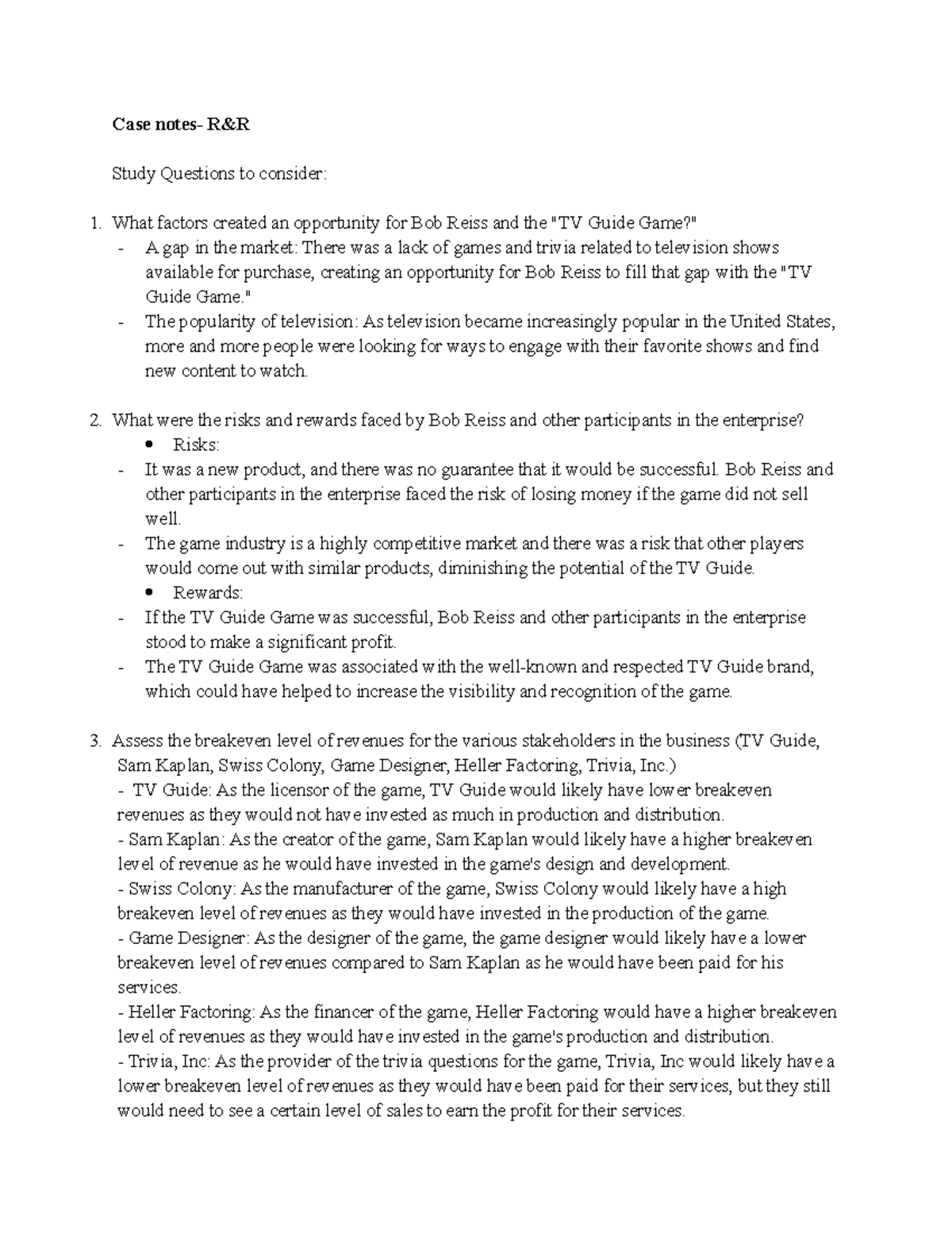 Case notes - " The popularity of television: As television became ...