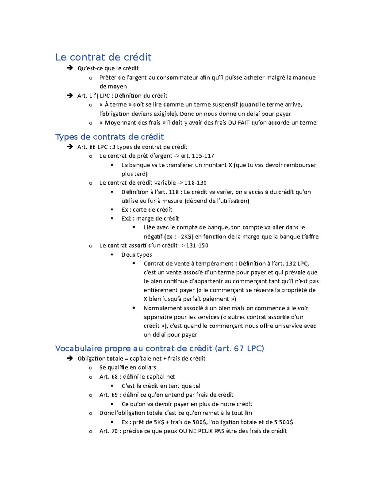 Protection consommateur cours 5 - Le contrat de crédit Qu’est-ce que le ...