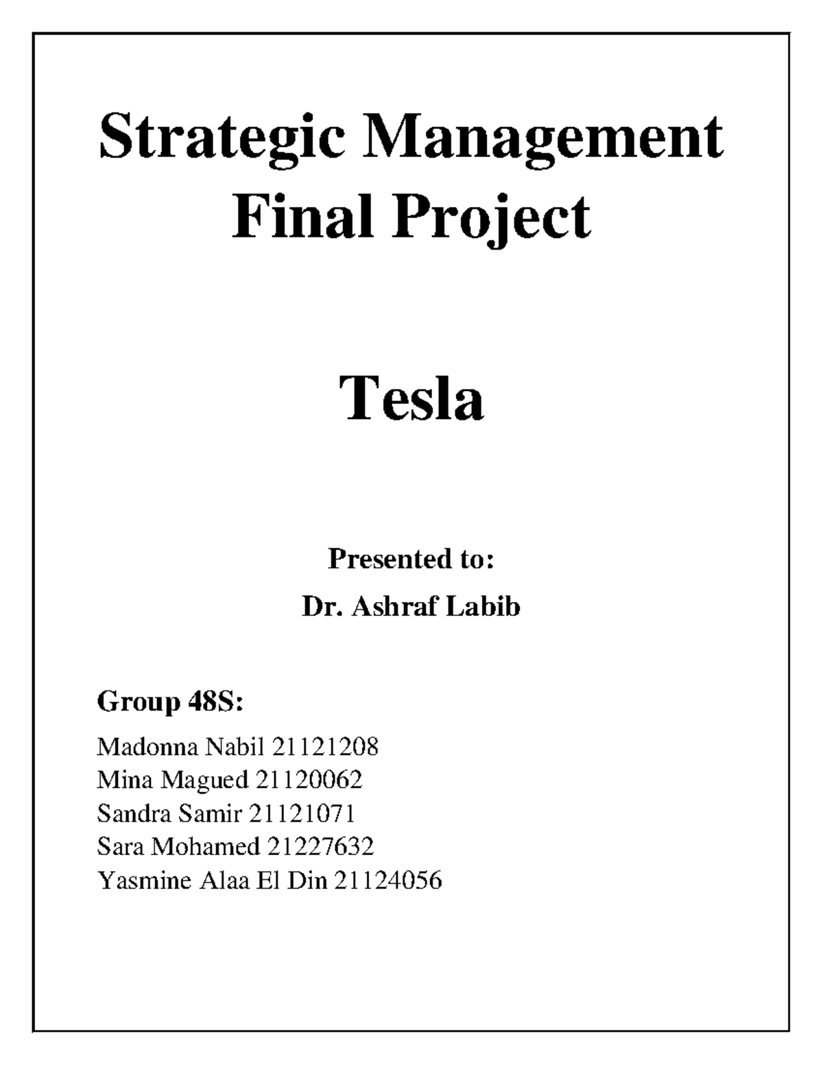 Strategic Management Final Project Group 5 - Strategic Management Final ...