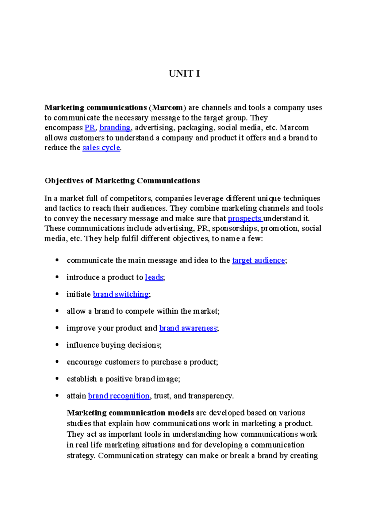 Advertising Marketing - UNIT I Marketing communications (Marcom) are ...