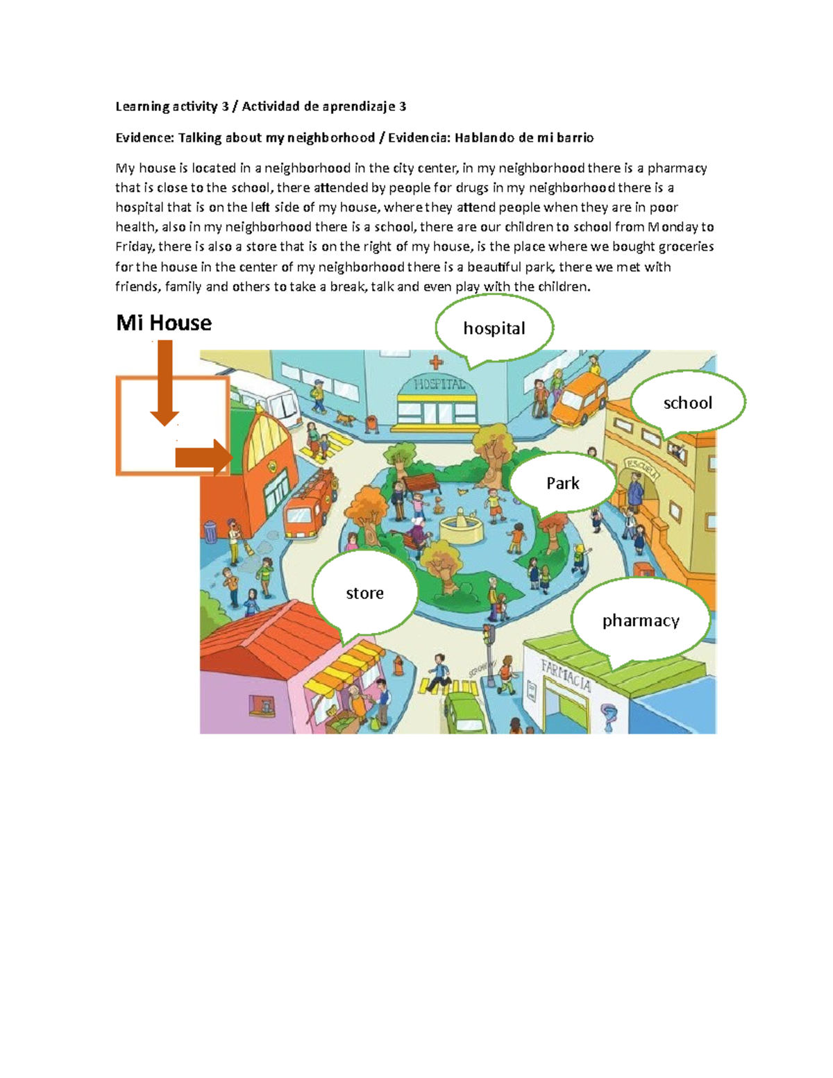 Learning activity mi barrio - Learning activity 3 / Actividad de ...