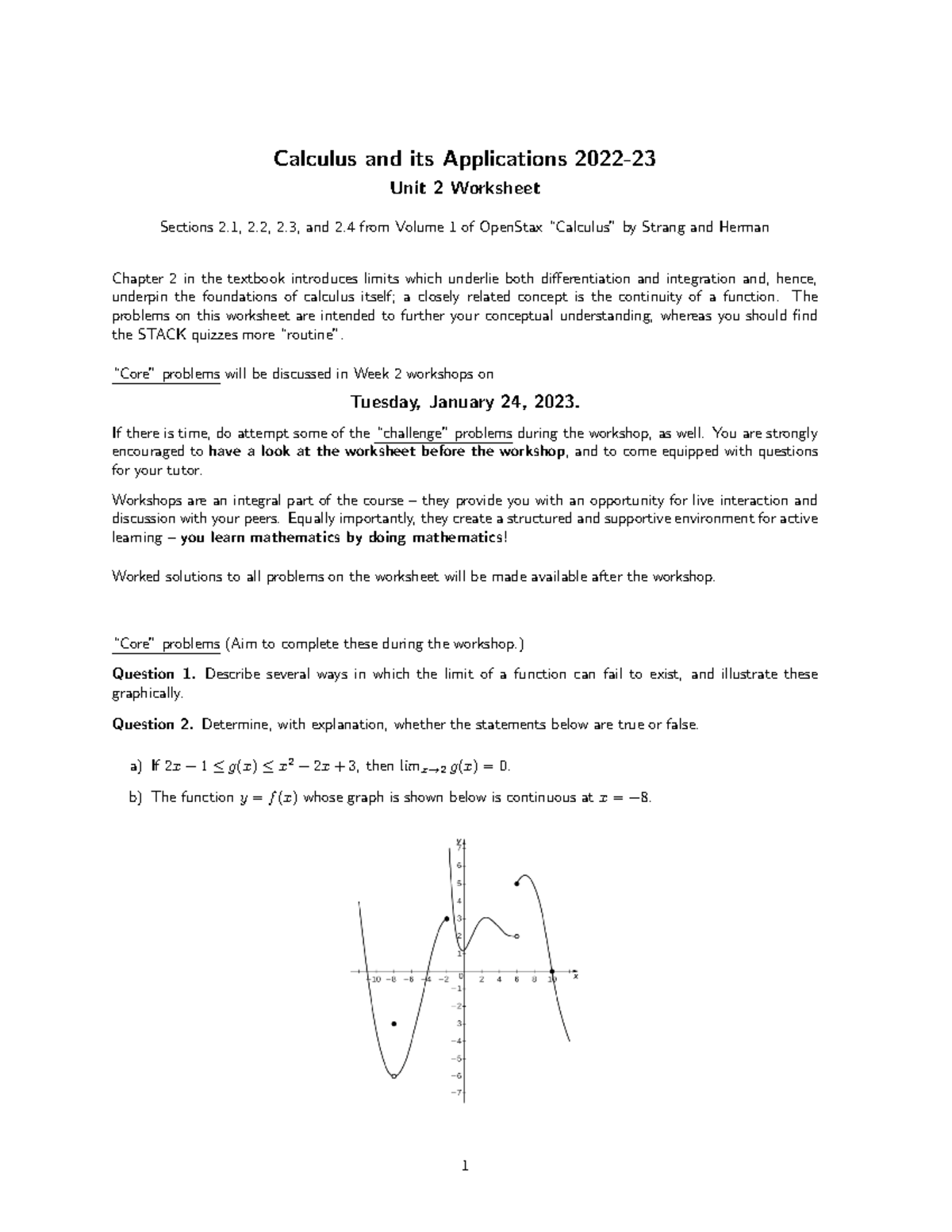 Worksheet 2 - Math Question - Calculus and its Applications 2022- Unit ...