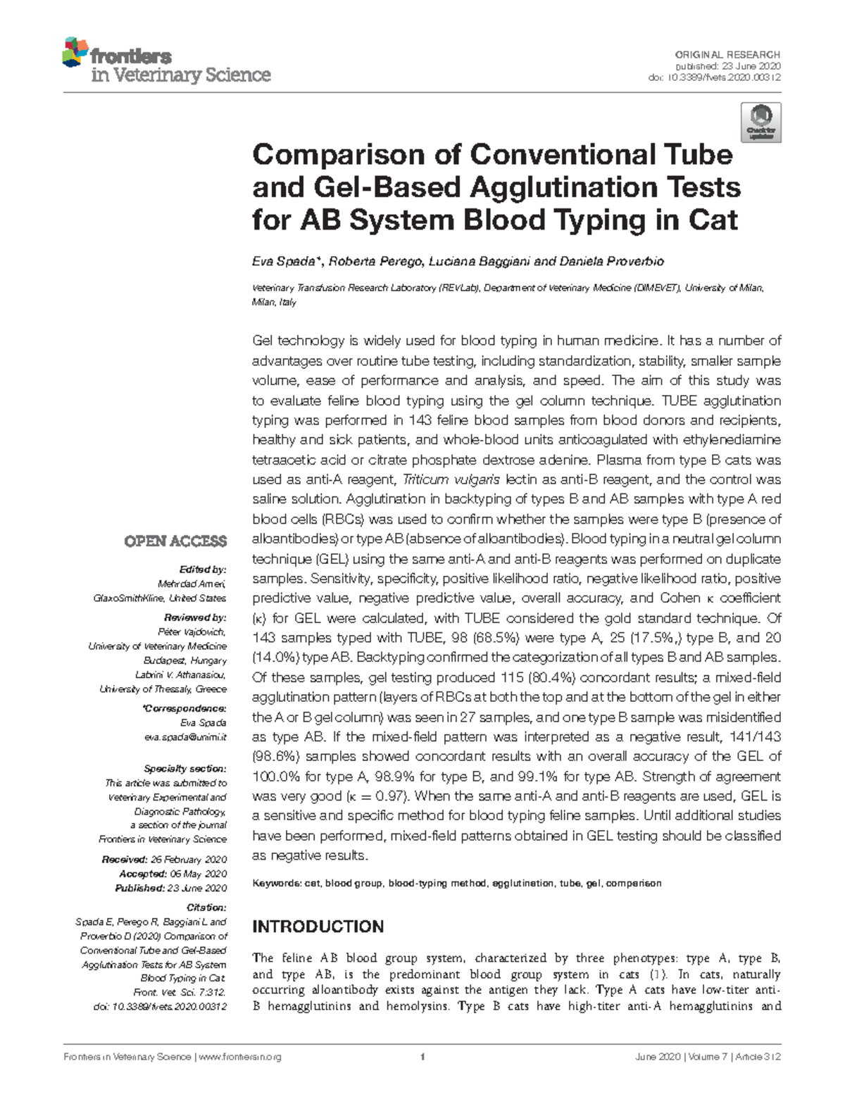 Comparison of Conventional Tube and Gel-Based Aggl - ORIGINAL RESEARCH ...