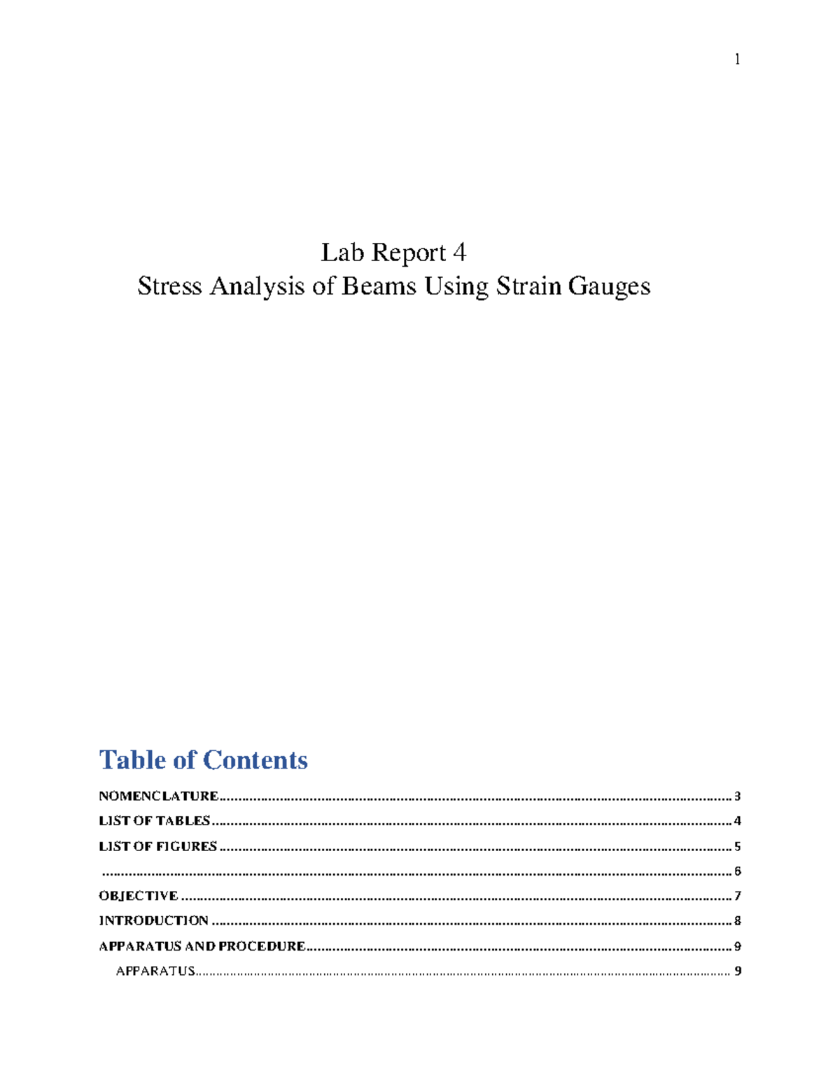 Lab Report 4 - Stress Analysis of Beams Using Strain Gauges - Lab ...
