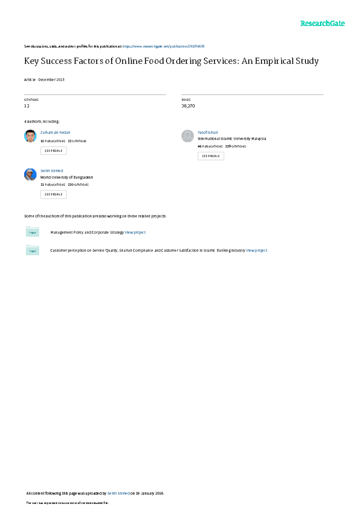 Key Success Factorsof Online Food Ordering Services - The user has ...