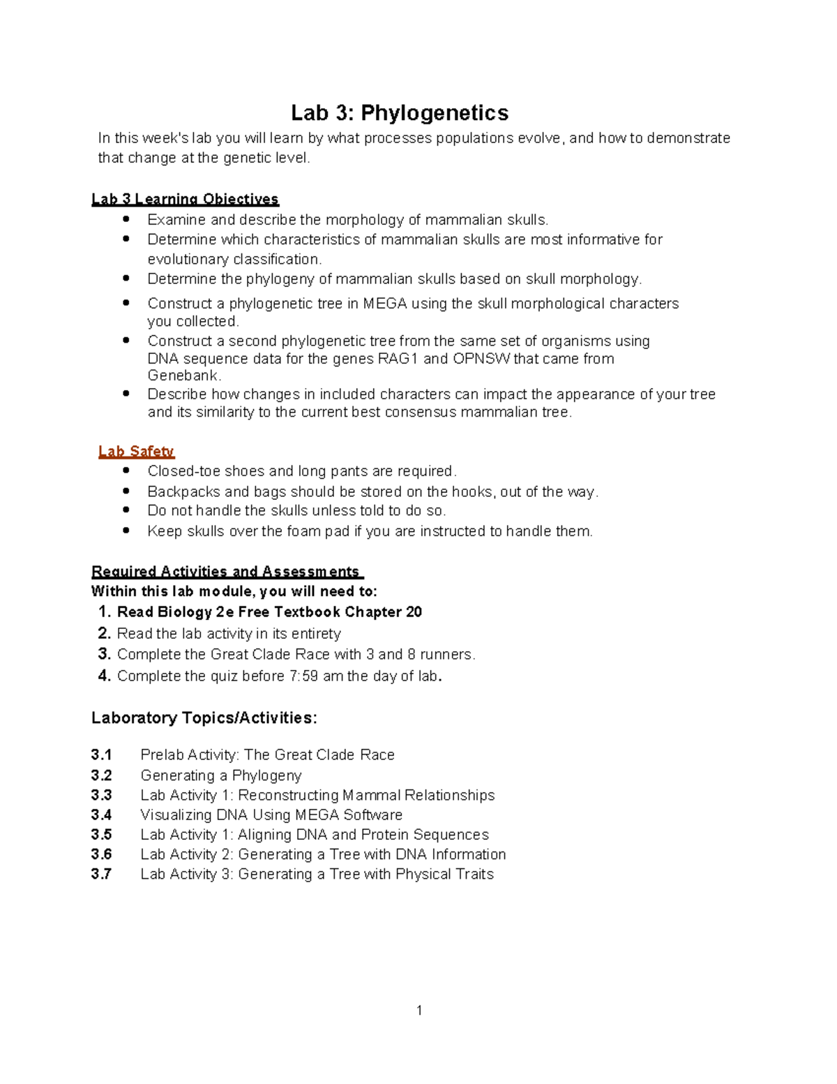 Phylogenetics Summer 2024 - Lab 3: Phylogenetics In this week's lab you will learn by what ...