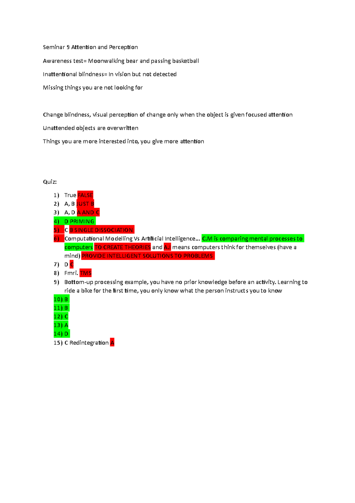 Seminar 9 Attention and Perception - Seminar 9 Attention and Perception ...