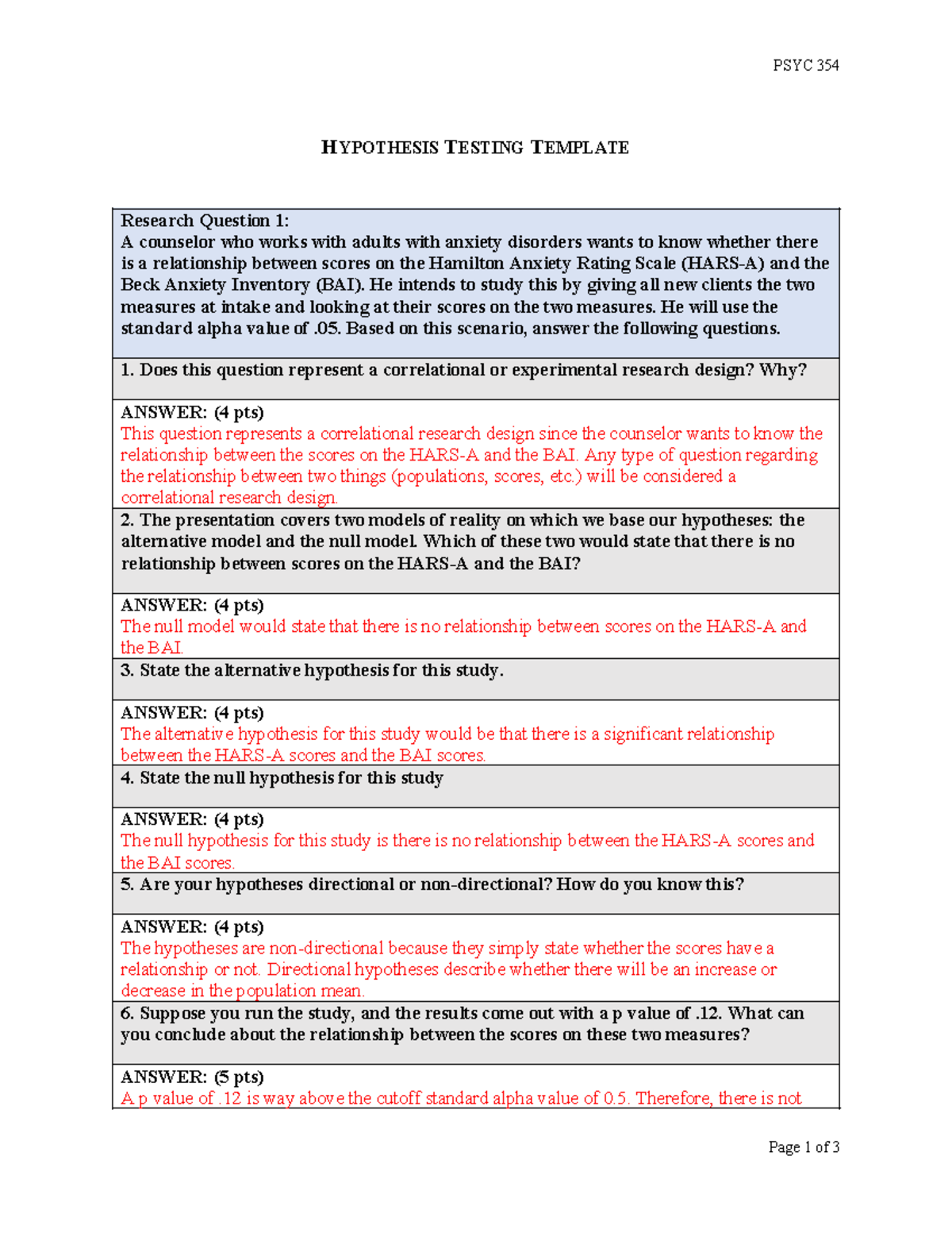 Hypothesis Testing Template - PSYC 354 HYPOTHESIS TESTING TEMPLATE ...
