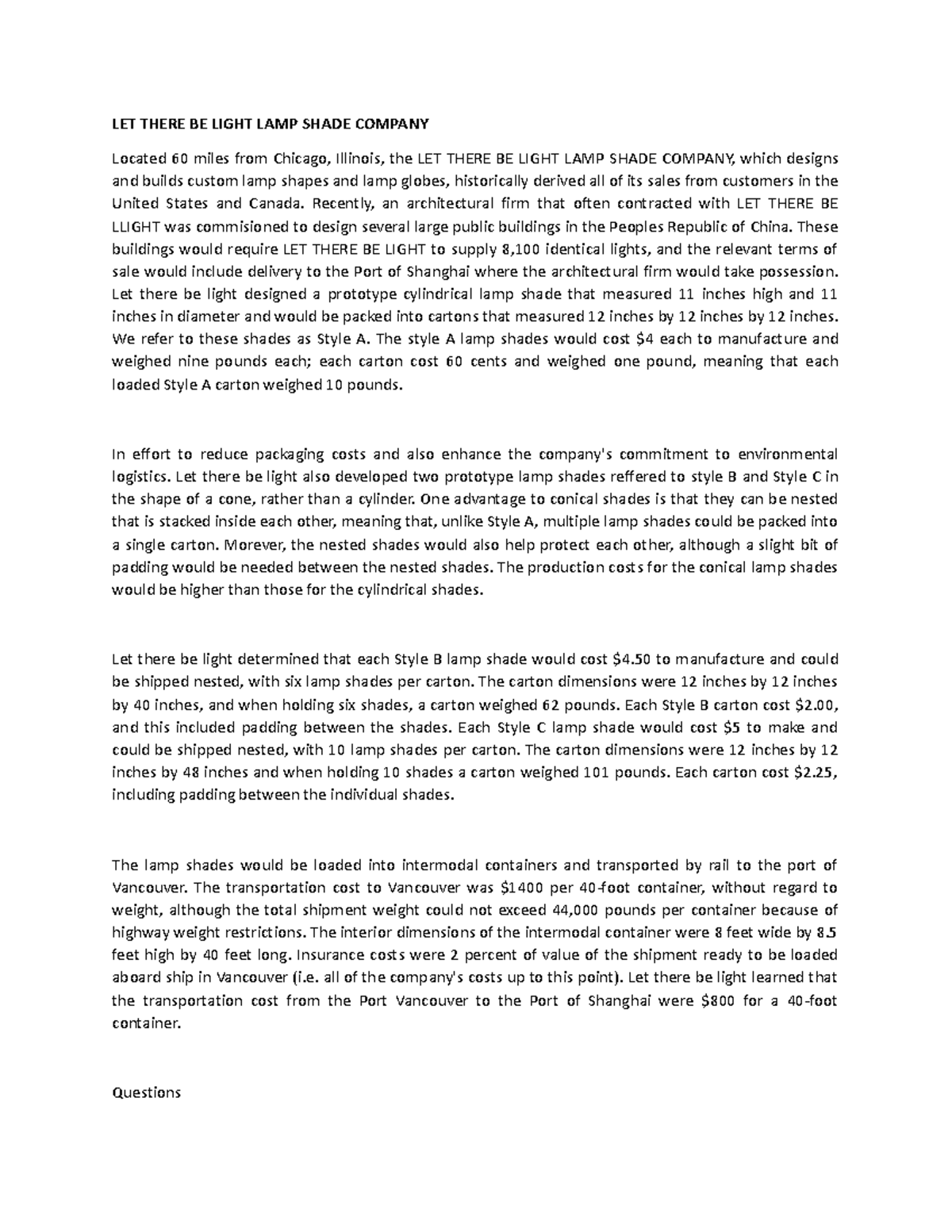 CASE-4- Packaging - Case studies on how to package light bulbs - LET ...