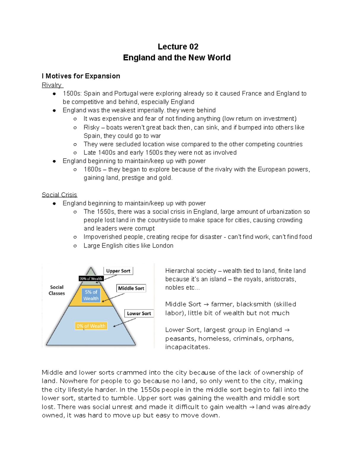 Lecture 02 - England and the New World - Lecture 02 England and the New ...
