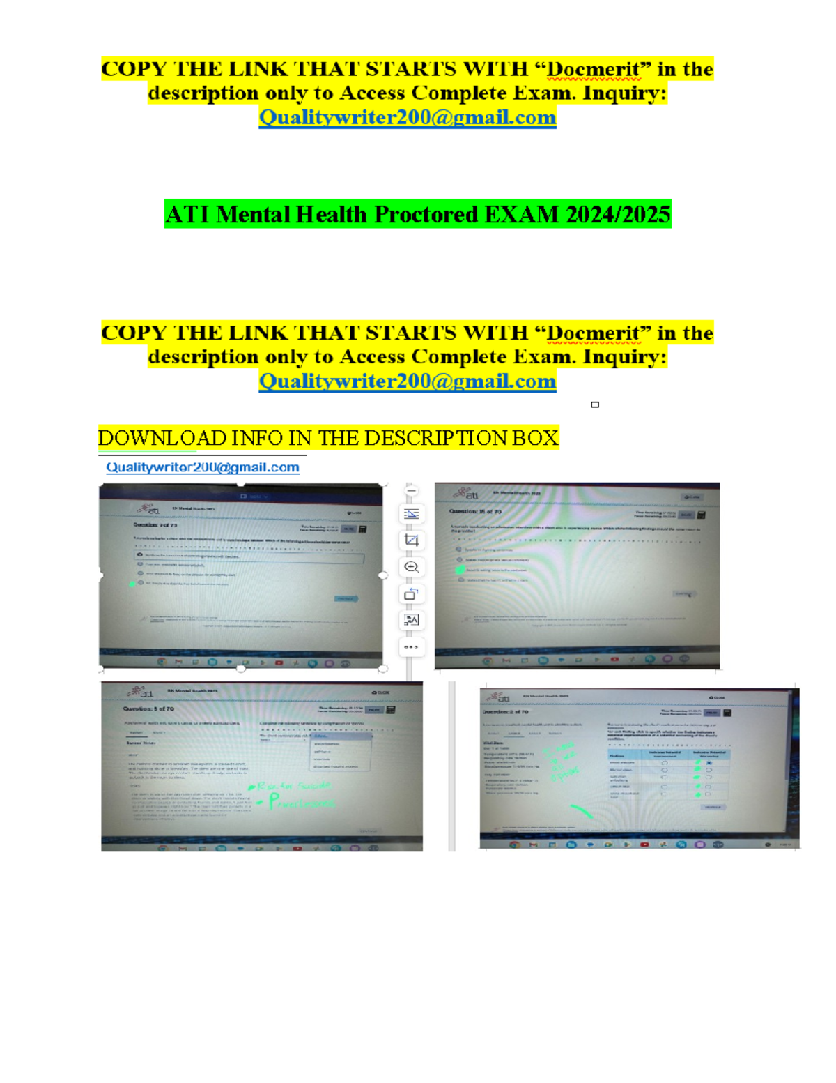RN ATI Mental Health Proctored Exam 2023 - 2024 with NGN 70 Questions ...