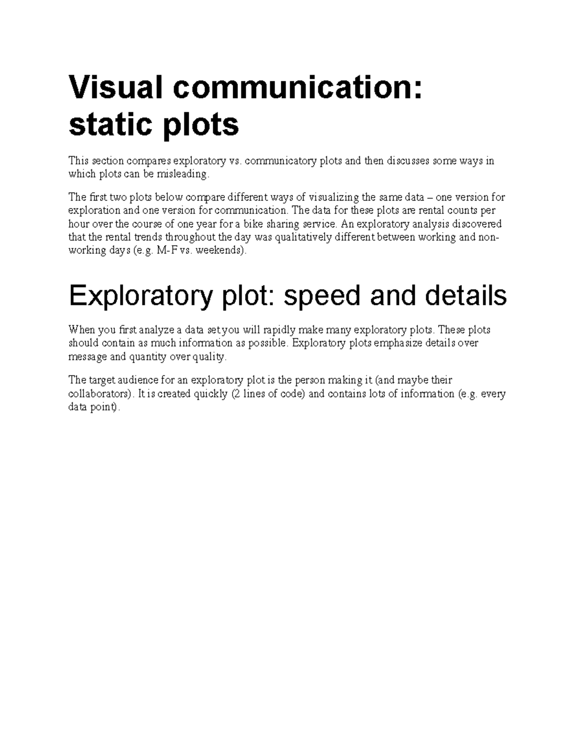 Comm 4 notes - Visual communication: static plots This section compares ...