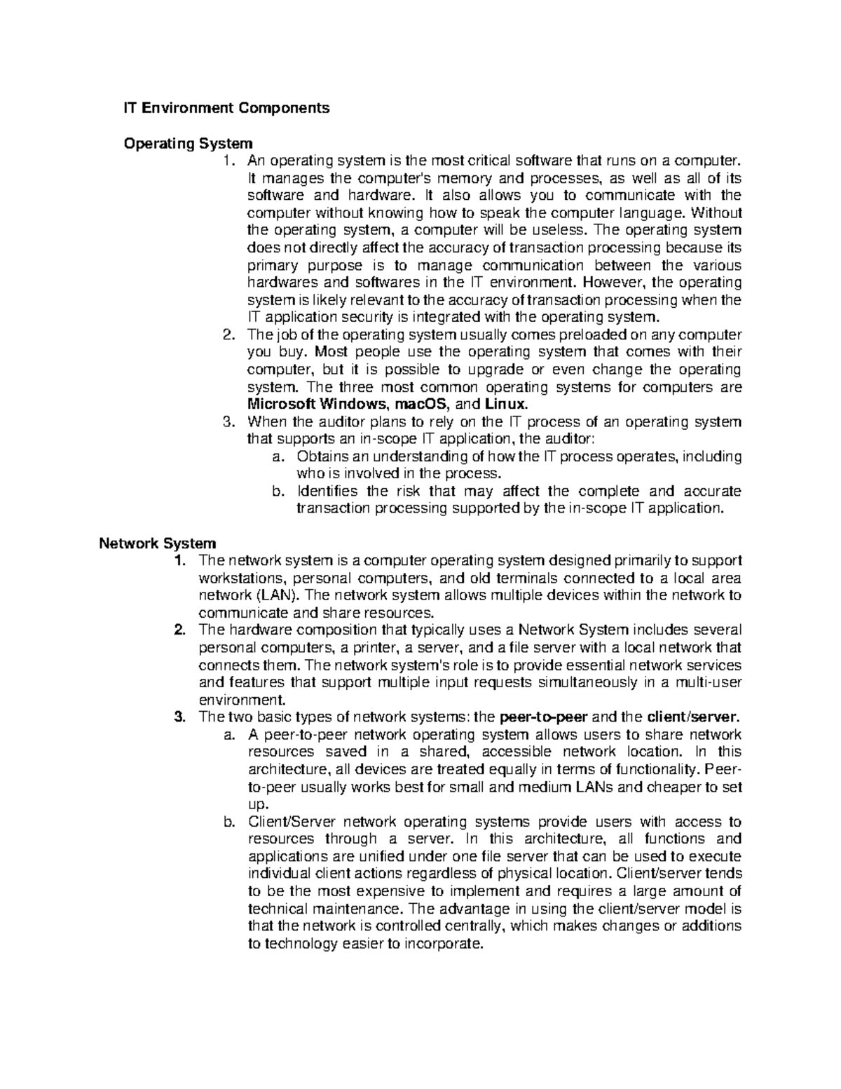 IT-Environment-Components - IT Environment Components Operating System ...