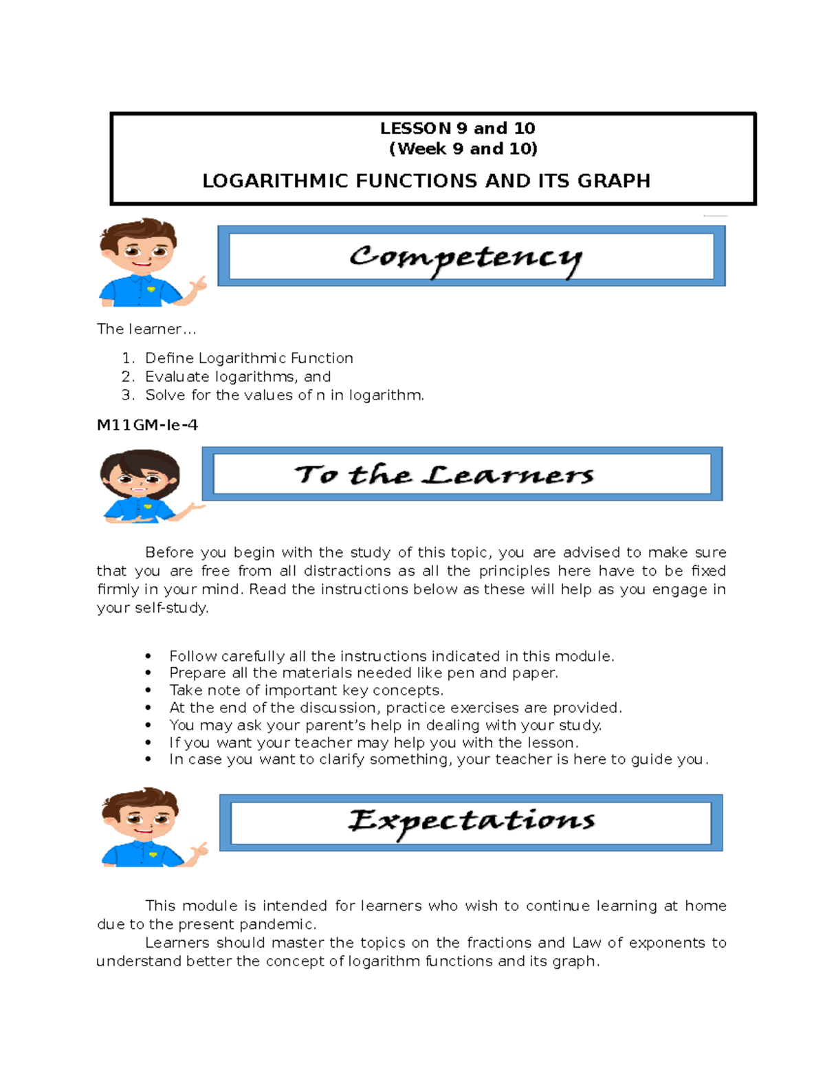 Logarithmic Functions AND ITS Graph - The learner... Define Logarithmic ...
