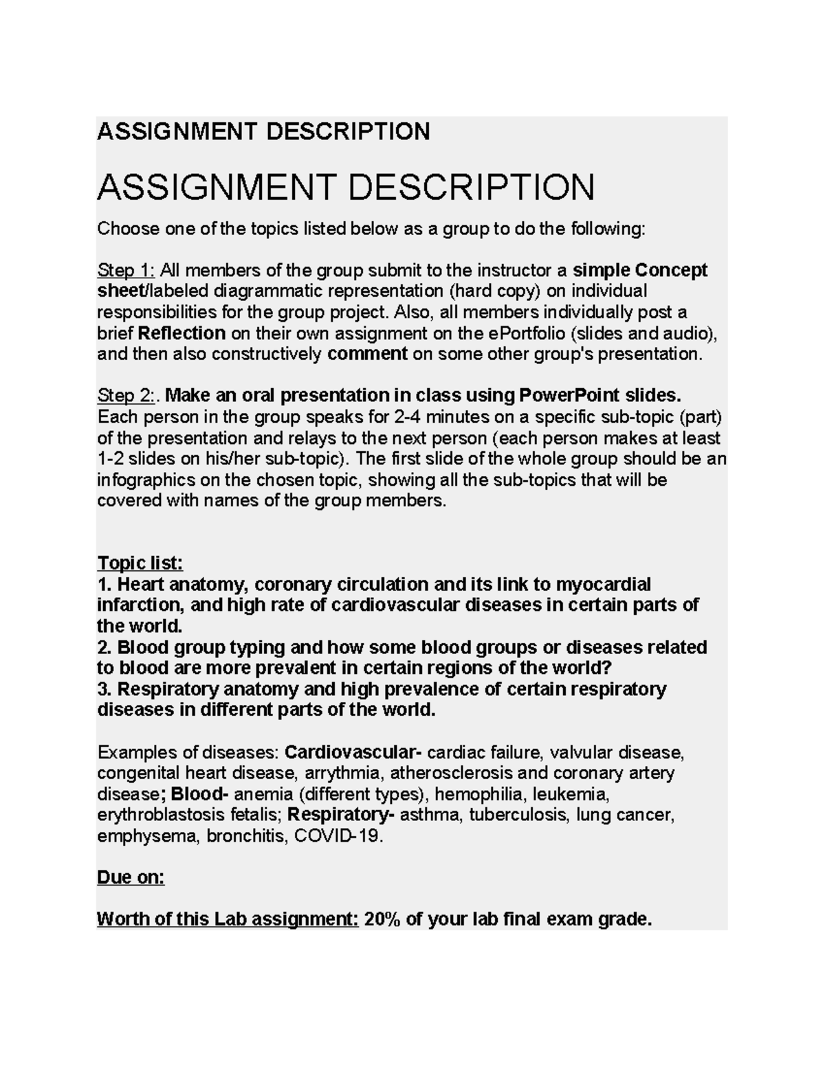 Assignment Description-2 - ASSIGNMENT DESCRIPTION ASSIGNMENT ...