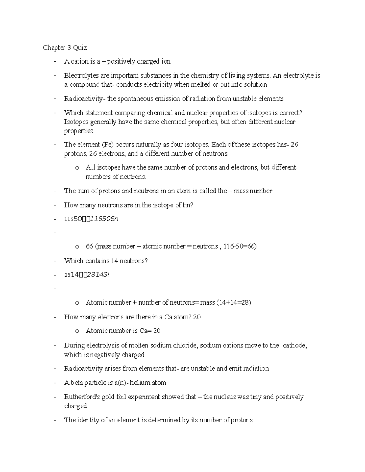 Chem 3 quiz - notes to prepare for exams/quizzes - Chapter 3 Quiz - A ...