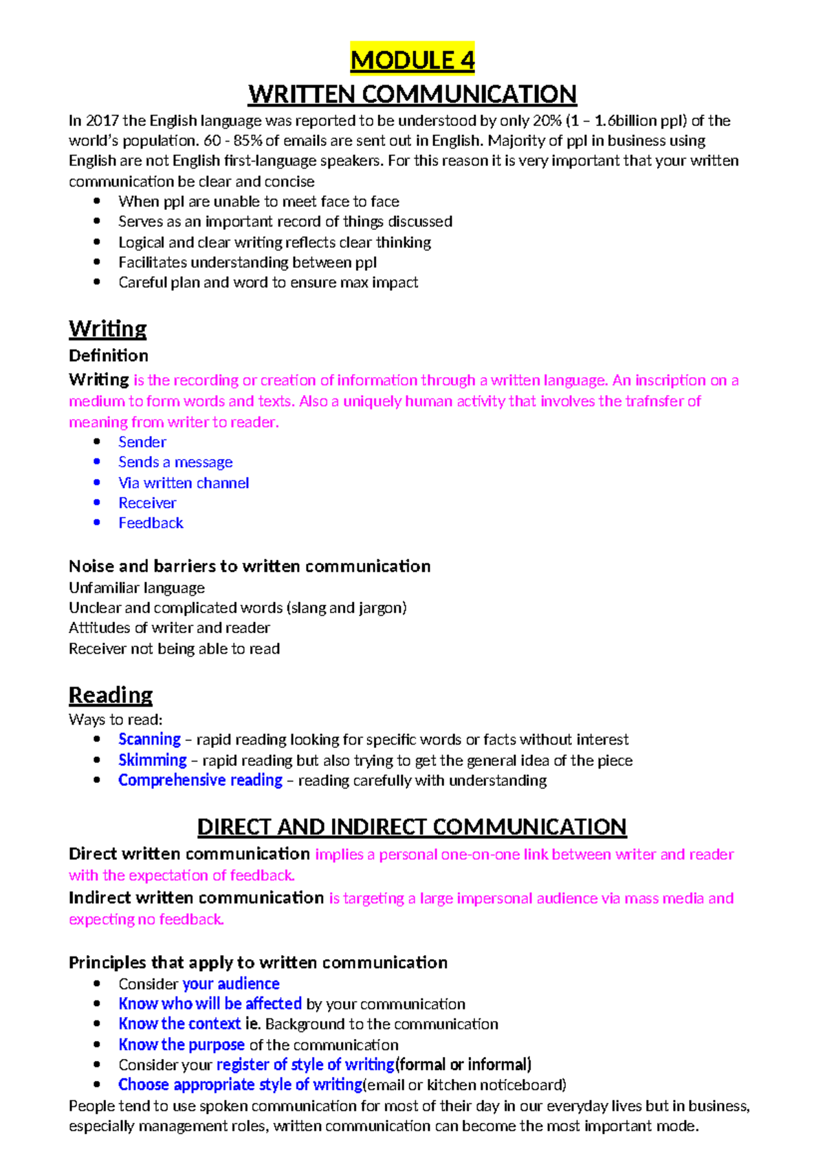 Module 4 - Written Communication 1 - MODULE 4 WRITTEN COMMUNICATION In ...