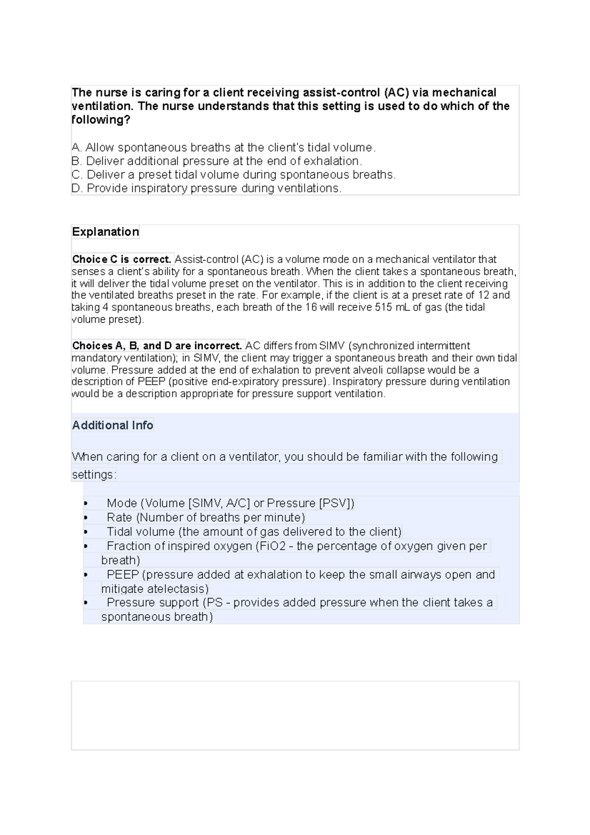 Sample Questions - The nurse is caring for a client receiving assist ...