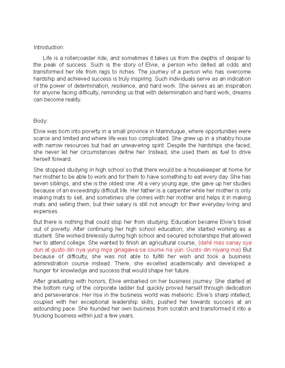 Character-Sketch - Character sketch personal - Introduction: Life is a ...