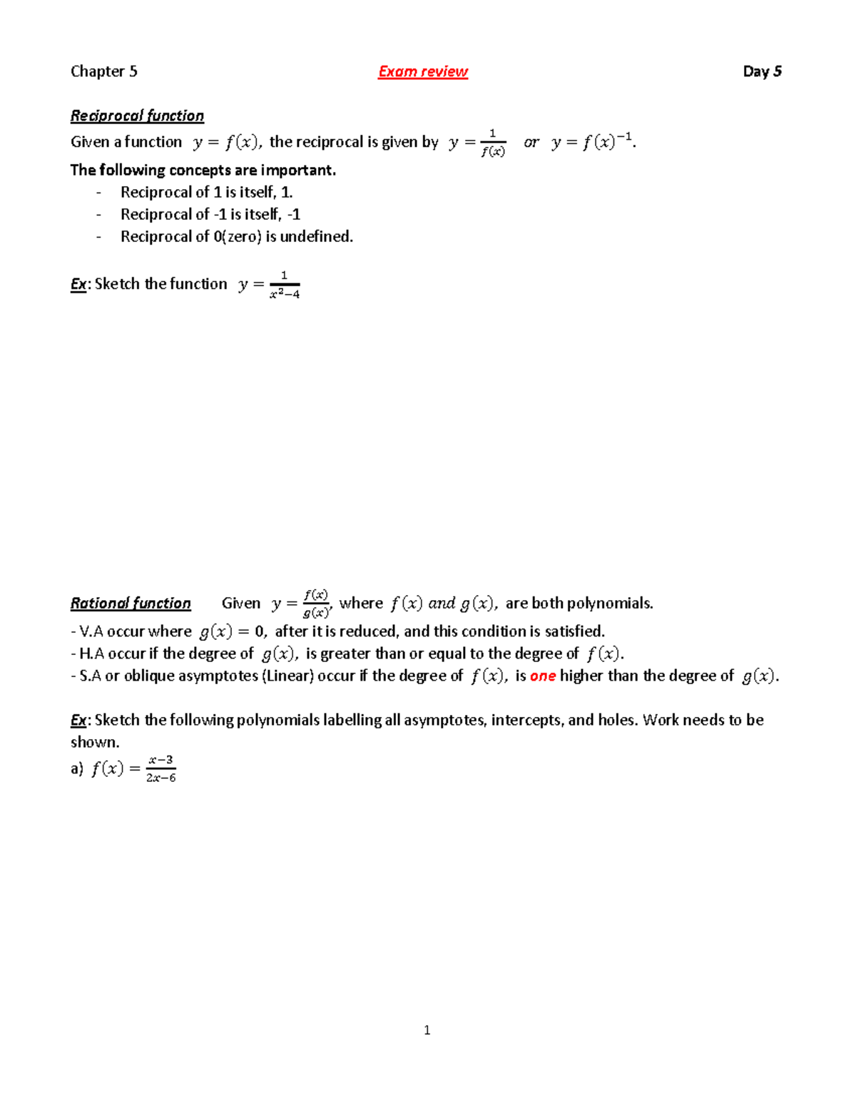 5 Chapter 5 Exam review - jbvyv - 1 Chapter 5 Exam review Day 5 ...