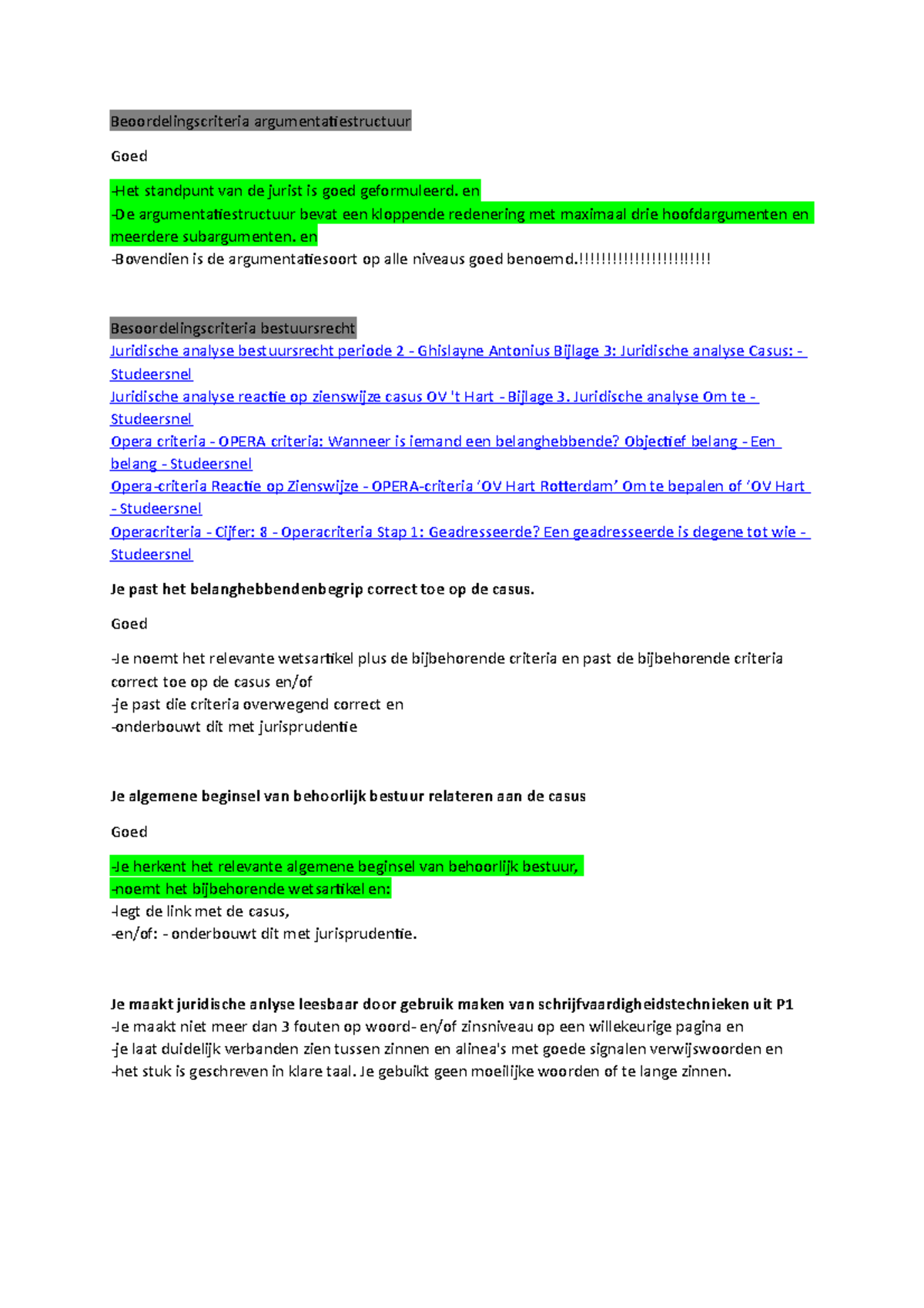 Beoordelingscriteria - en -De argumentatiestructuur bevat een kloppende ...